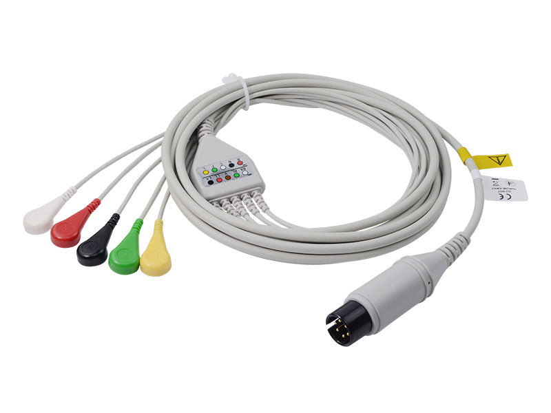 5 lead ECG cable 6PIN AAMI Compatible with pinch Snap-IEC without Resi